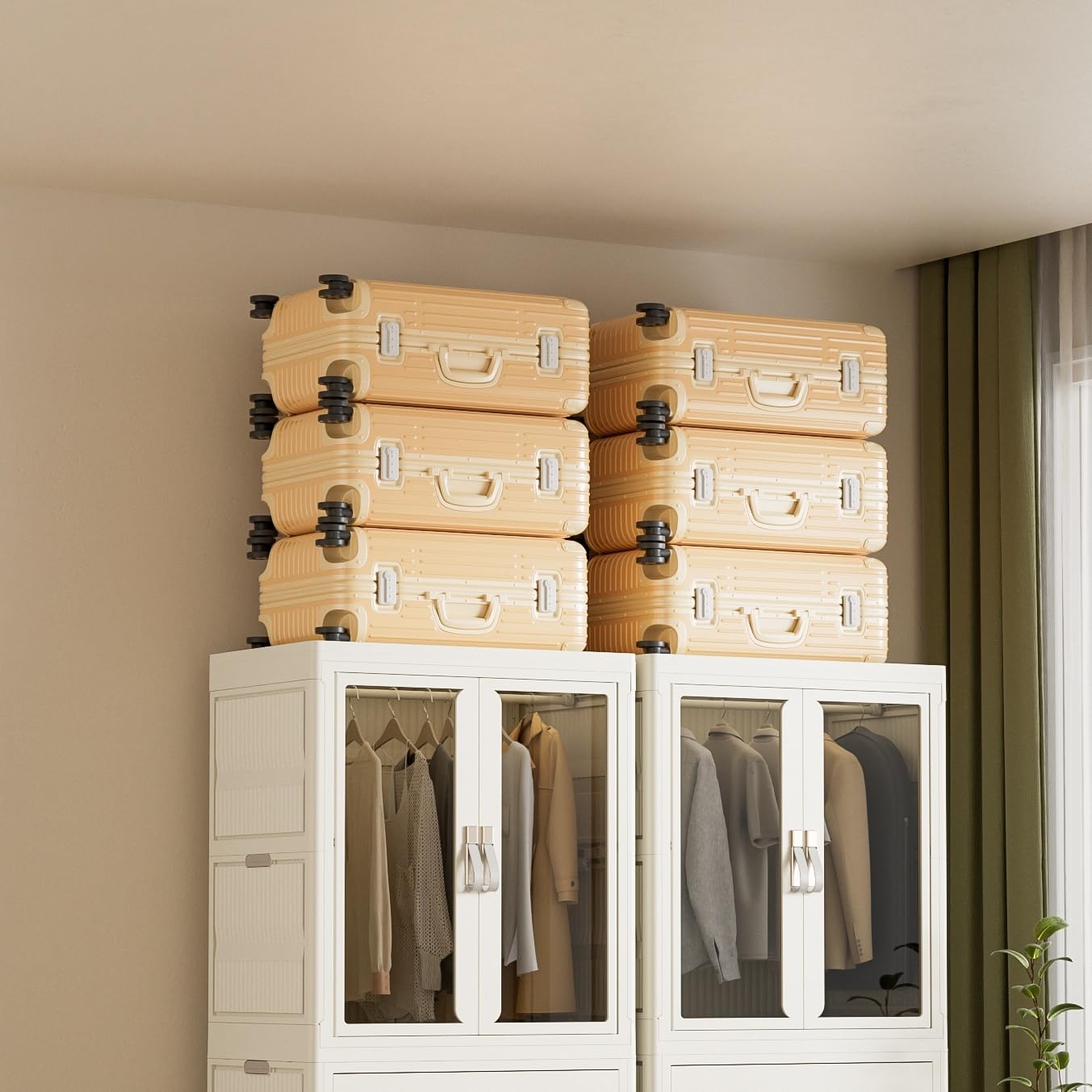 JH Spracely 470L Storage Bins with Lid,Stackable Storage Bins,4-Pack Stackable Storage bin for Closet, Collapsible Closet Organizer with Wheels,Easy to Clean&Assemble