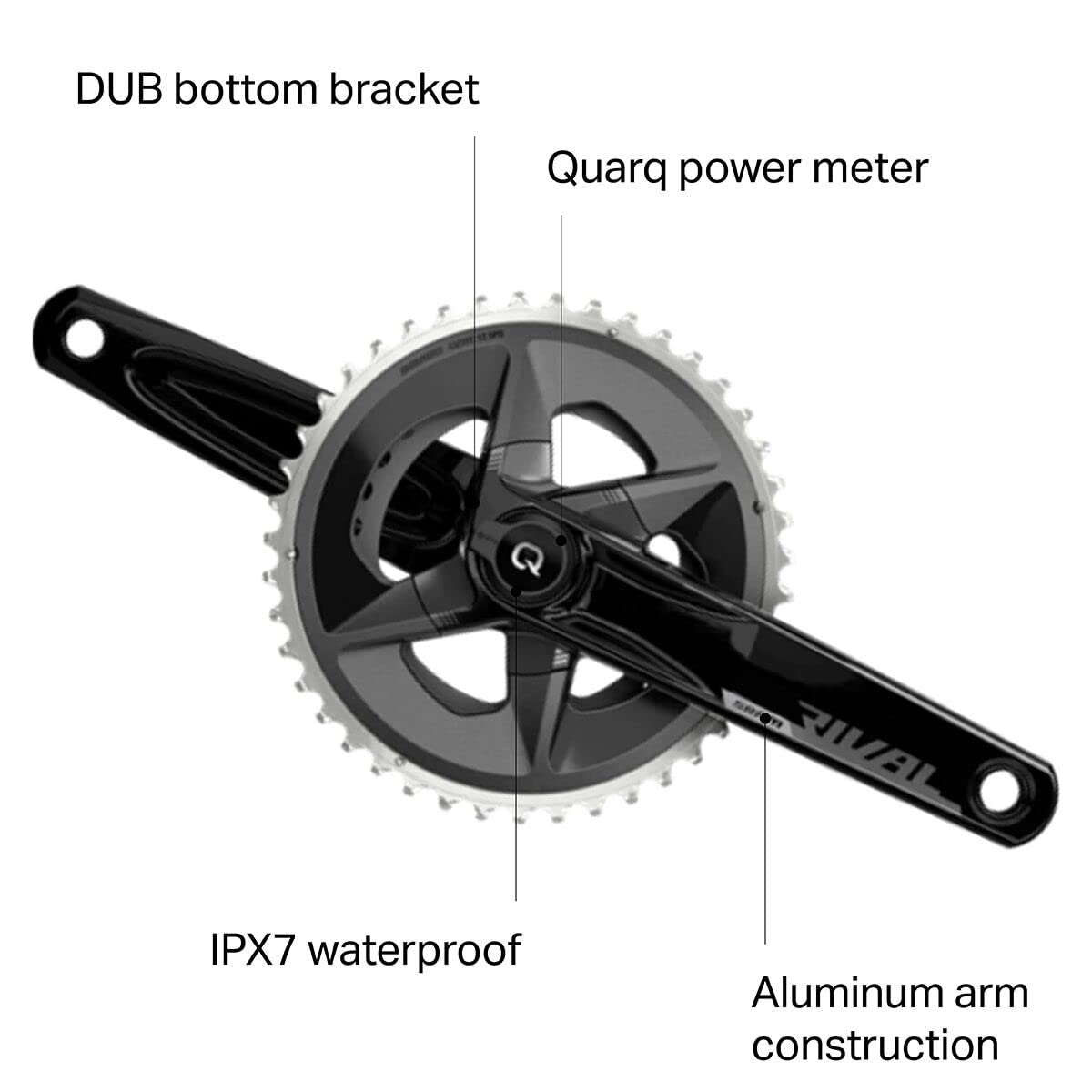 SRAM Rival AXS Crankset with Quarq Power Meter - 175mm, 12-Speed, 48/35t Yaw, 107 BCD, DUB Spindle Interface, Black, D1