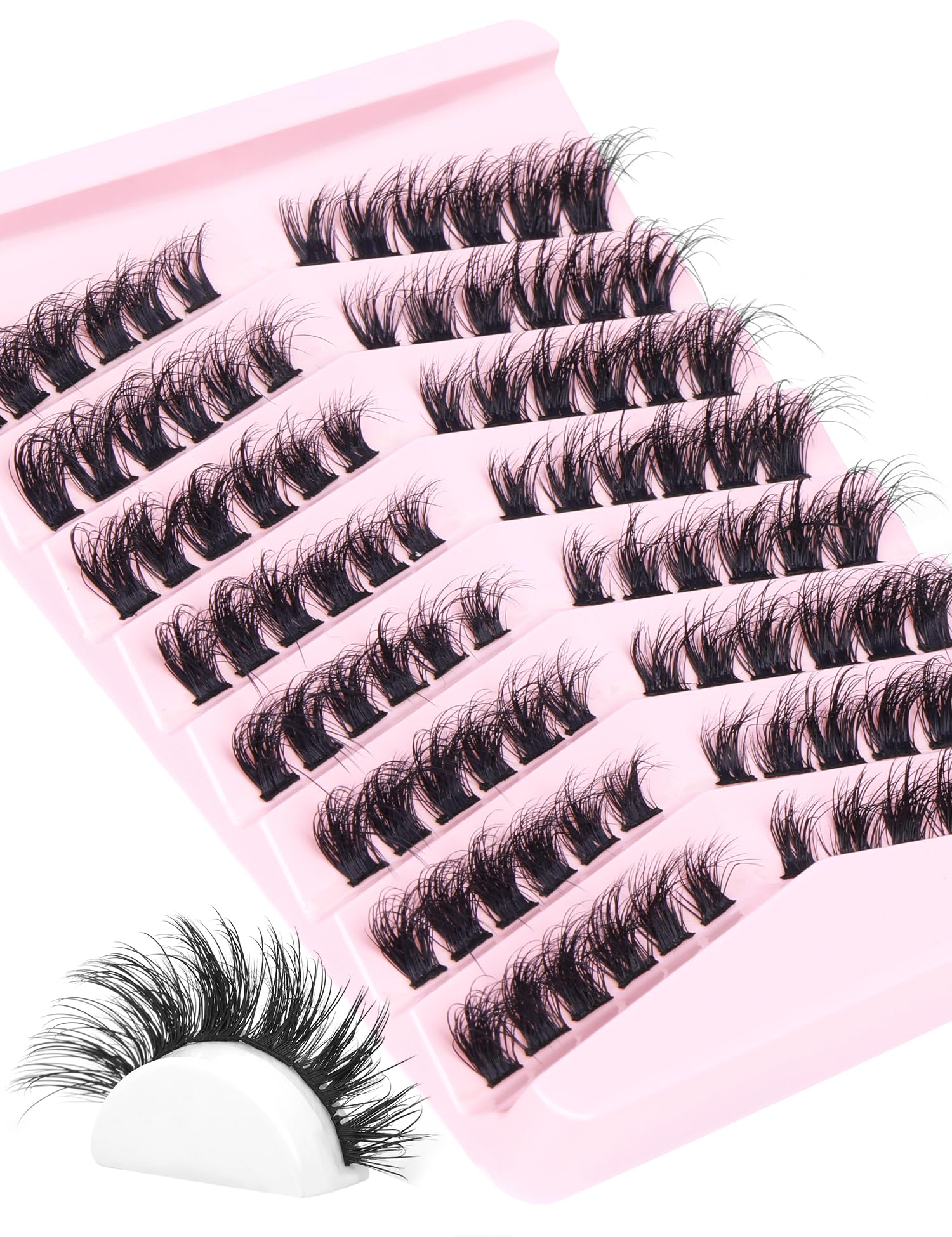 DIY Lash Extension Kit Fluffy Flat Lash Clusters with Kit Lash Bond and Seal and Cluster Eyelashes Applicator Tool D Curl Eyelash Extension Kit Individual Lashes Cluster by FANXITON