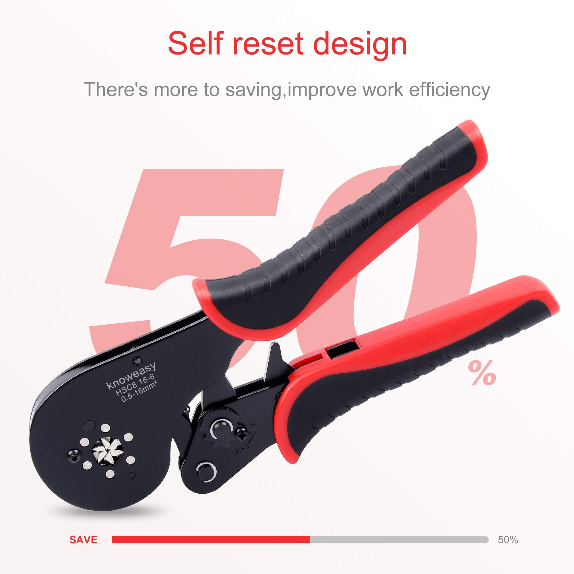 Hexagonal Ferrule Crimping Tool,Knoweasy 16-6 Ferrules Crimp Tool and Hexagonal Wire Ferrule Crimper Used for 30-5 AWG/0.5-16mm² Cable End Sleeves