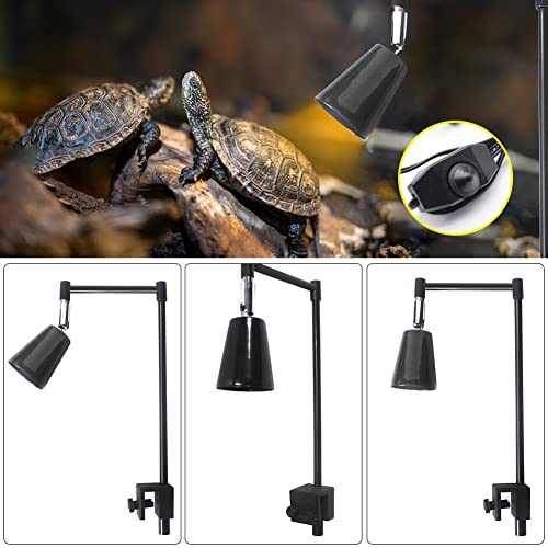 Reptile Heat Lamp Turtle Lights with Clip 360°Rotatable Basking Lamp Dimmable Switch Metal Stand with 25W/50W UVA UVB Full Spectrum Basking Spot Light, for Aquarium Fish Tank Reptile Amphibians Pets