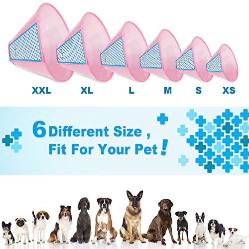 Supet Dog Cone Adjustable Pet Cone Pet Recovery Collar Comfy Pet Cone Collar Protective Collar for After Surgery Anti-Bite Lick Wound Healing Safety Practical Plastic E-Collar