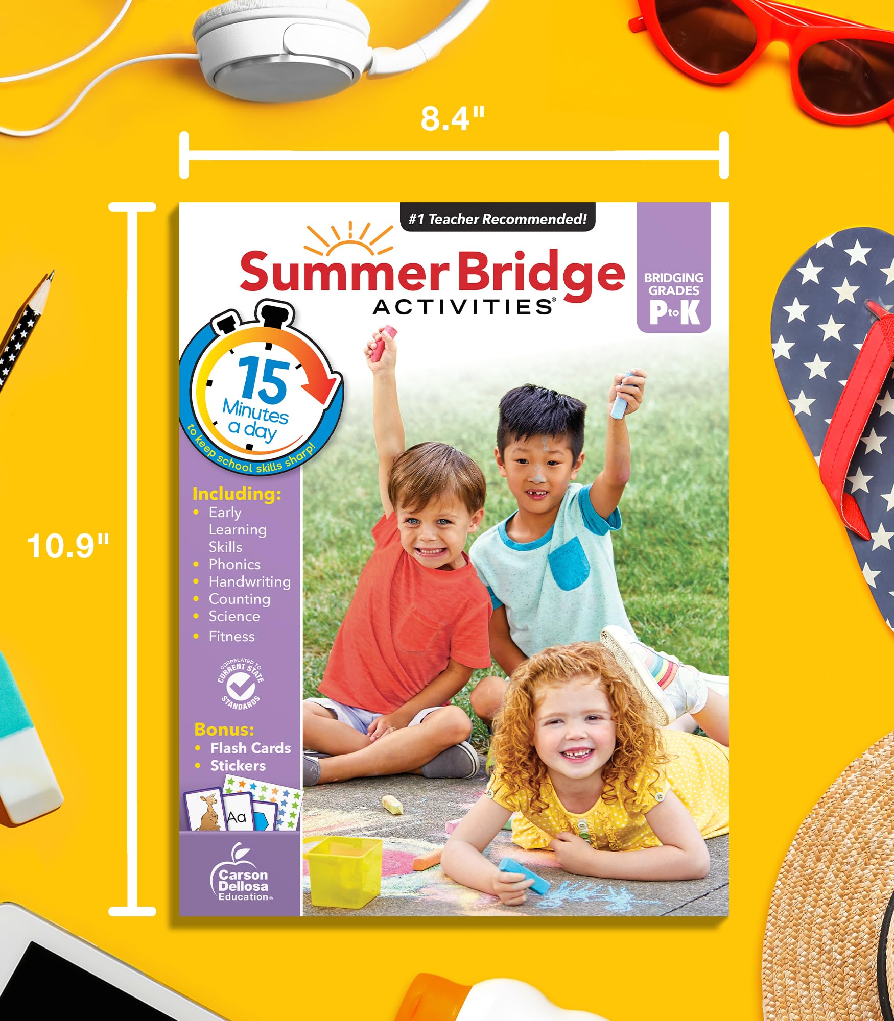 Summer Bridge Activities Preschool to Kindergarten Workbooks, Phonics, Handwriting, Math, Early Learning Summer Learning Activities, Kindergarten Workbooks All Subjects With Flash Cards