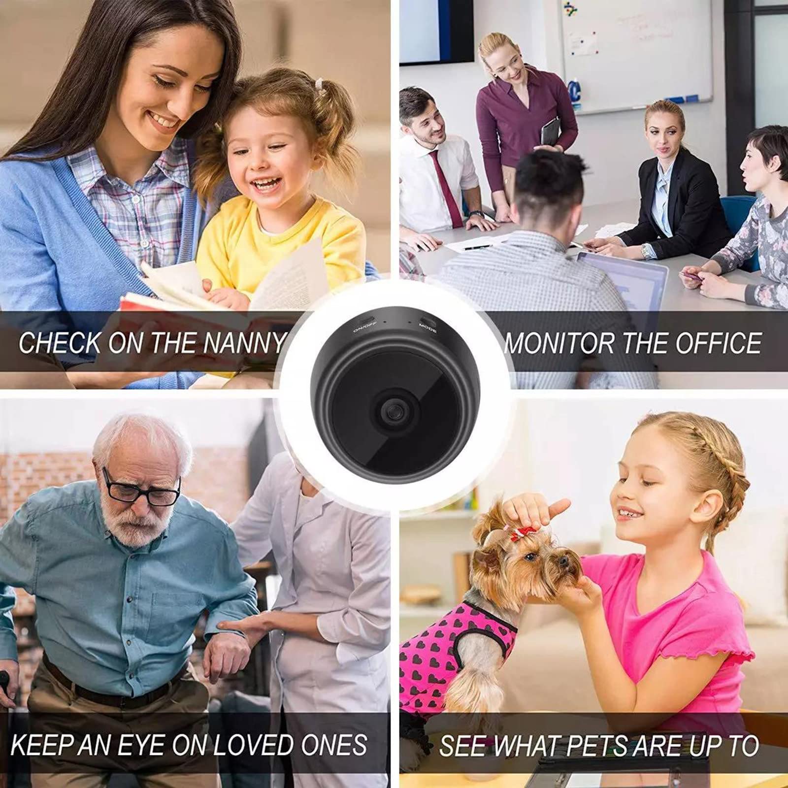 Intelligent Full HD Security Camera, 1080P Wireless 2.4GH WiFi Camera, with 150° Lens, Night Vision, with Two-Way Video,Voice Call, Remote Record, Snapshot, Playback, App for iOS and Android