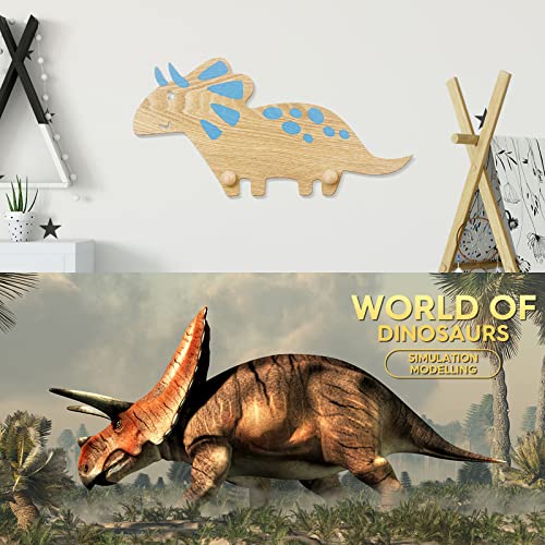 Jfbav Decorative Wood Wall Hooks - Cute Animal Dinosaur Wall Hooks for Hats, Clothes, Keys, Handkerchiefs, Jackets and More