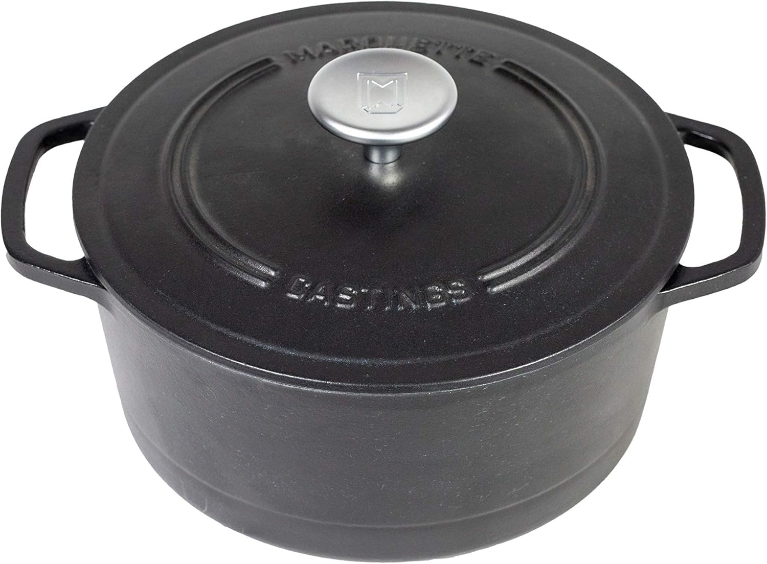 Marquette Castings 6 Quarts Premium Cast Iron Dutch Oven Pot with Lid for Bread Baking, Enameled Dutch Oven Cast Iron & Dual Handles, Flat Bottom, Oven Safe, Non-stick & Non-toxic (Black)