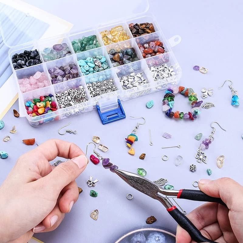 JGQGB Natural Stone Beads Set Irregular Gemstones Crystal Loose Rocks Bead for Bracelet Jewelry Making Crafting DIY