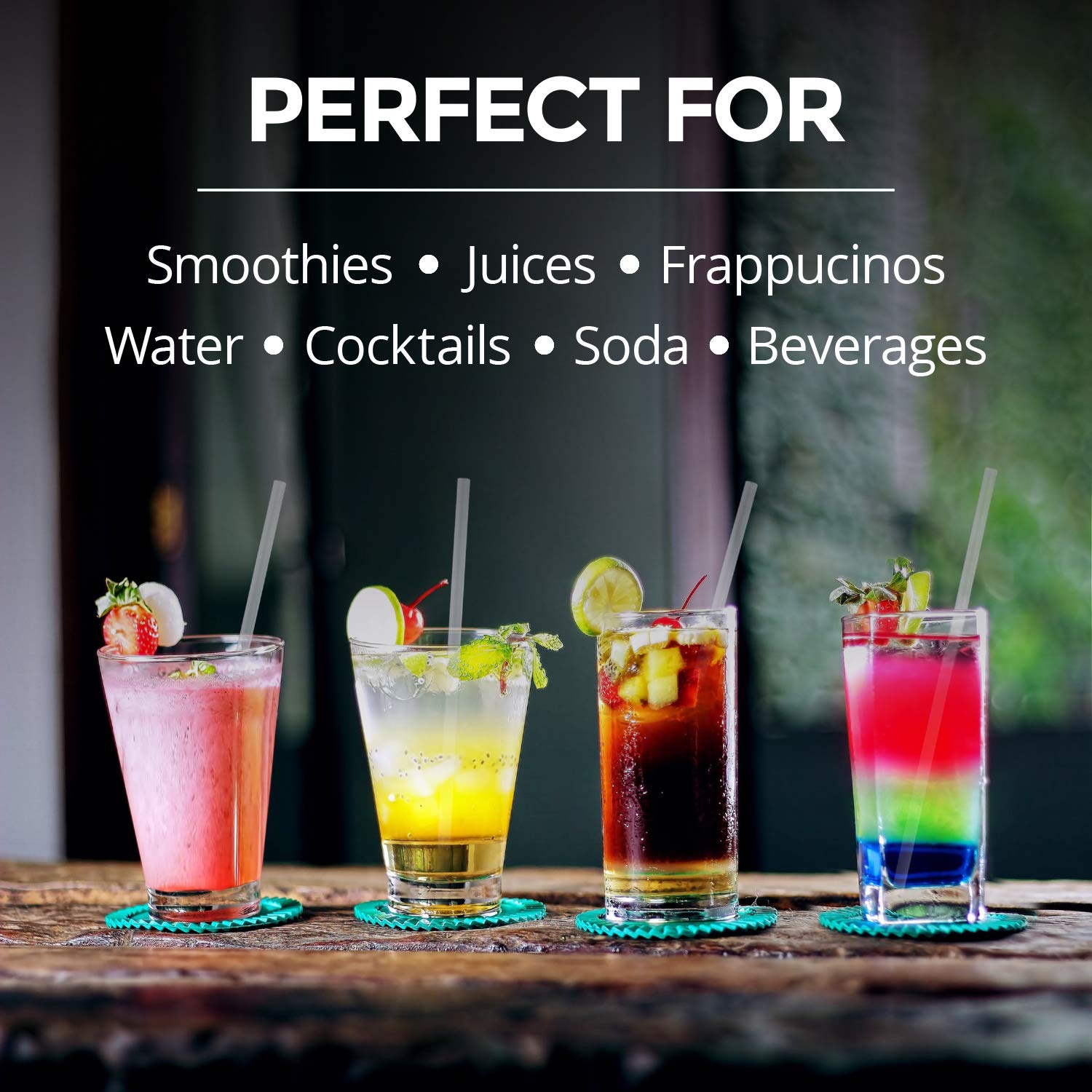 Fit Meal Prep 400 Pack Biodegradable Straws 7.75", Individually Wrapped Compostable Straw, Disposable Clear PLA Straw, 100% Plant Based Straws for Drinks, Iced Coffee, Milkshake, Smoothie, Juice