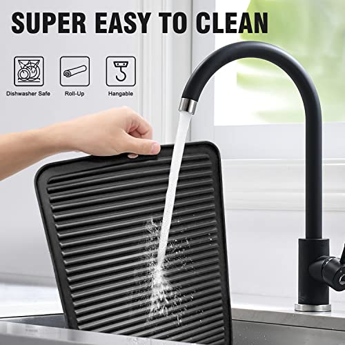 Walfos Dish Drying Mat for Kitchen Counter, Heat Resistant Silicone Dish Mats, Multi-Purpose Kitchen Drying Mats for Counter Top, Sink, 16x12 Inch