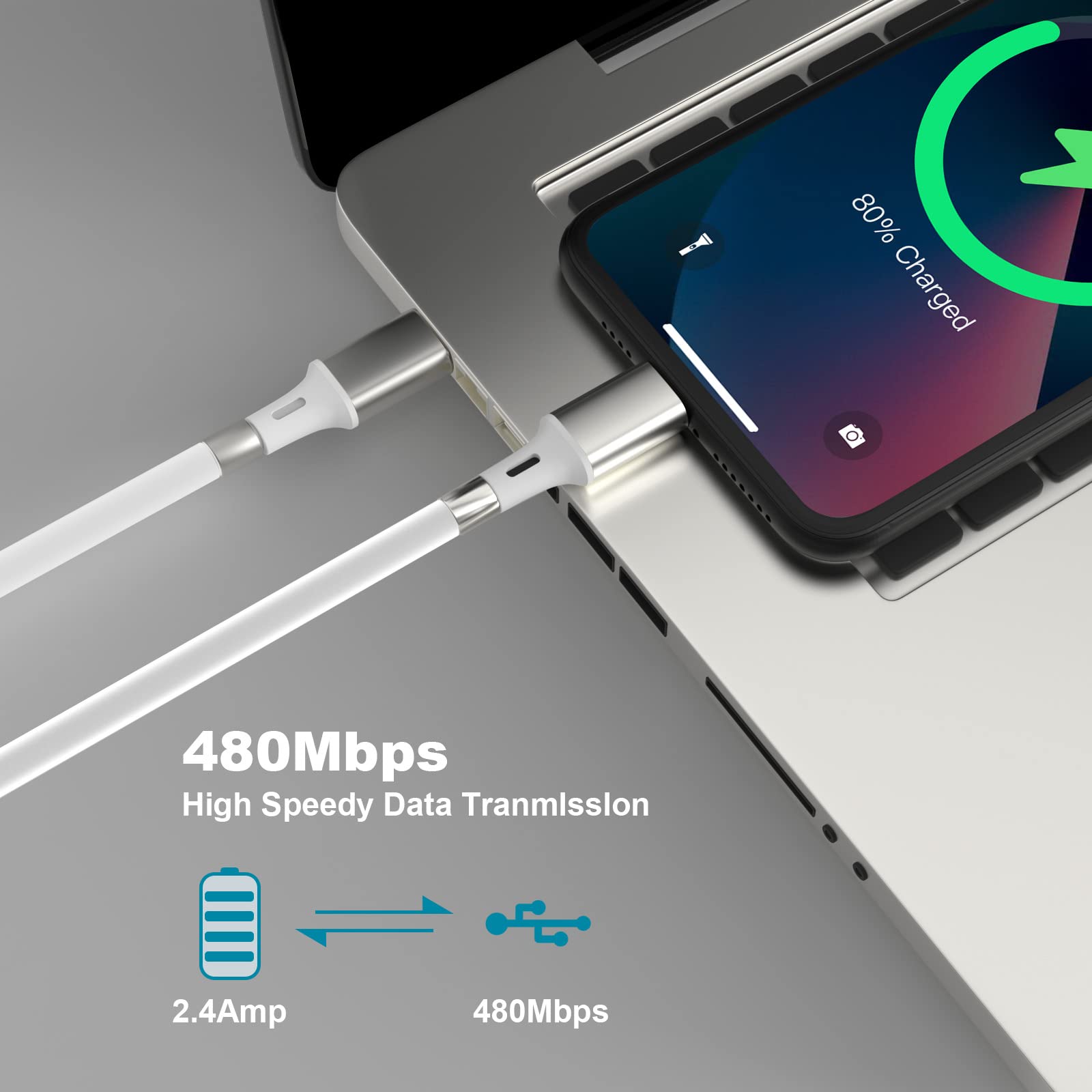 GRBeid USB A to USB C Magnetic Charging Cable, Liquid Flexible Soft Adhesive Material Receive Without Winding Absorption Fast Charger Magnetic Charging Cord for USB-C Devices(3.3FT)