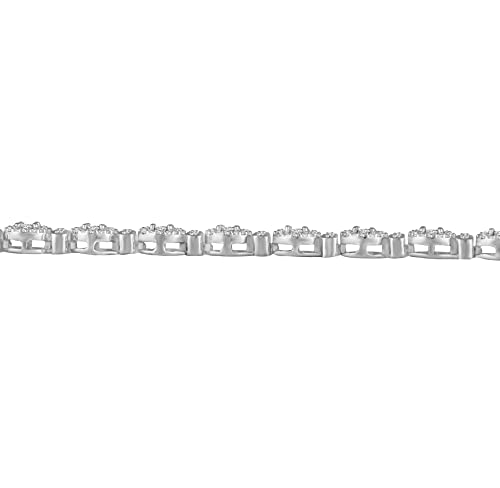 Fifth and Fine 1 Carat tw Natural Diamond Halo Tennis Bracelet in 925 Sterling Silver