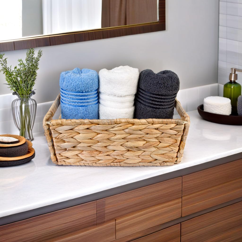 Hand Woven Water Hyacinth foldable Wicker Basket 11.3x6x5 inches