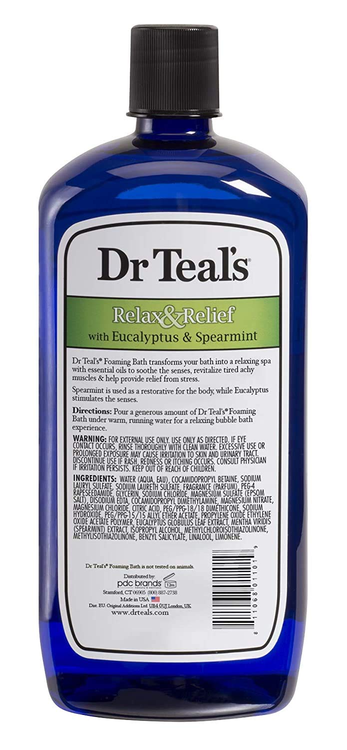 Dr. Teal's Eucalyptus & Spearmint Foaming Bath Gift Set (3 Pack, 34oz Ea.) - Relax & Relief Eucalyptus & Spearmint Blended with Pure Epsom Salt - Relieve Stress & Calm The Mind & Senses