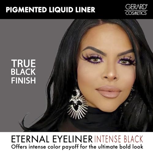 Gerard Cosmetics Eternal Eyeliner | Ultra Black Liquid Eyeliner w/Fine Precision Tip Applicator | Extended Long Wear | Cruelty Free | Waterproof Smudge Proof Eyeliner