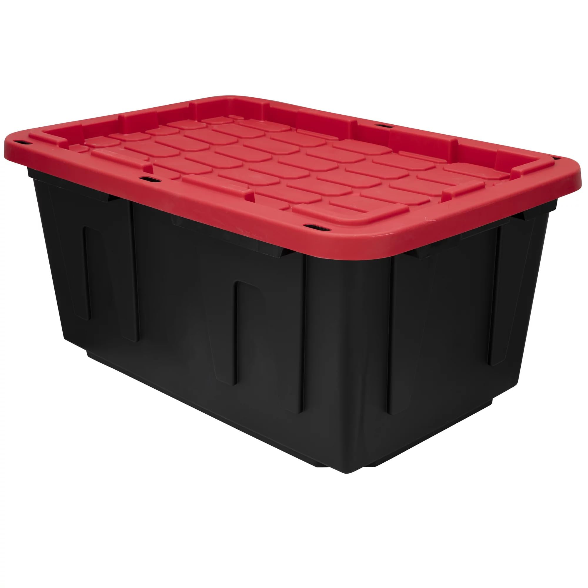 JJoiaS 27 Gallon Plastic Storage Bin Tote Organizing Container With Durable Lid and Secure Latching Buckles, Stackable and Nestable Snap Lid Plastic Storage Bin, 1 Pack, Black Base/Red Lid