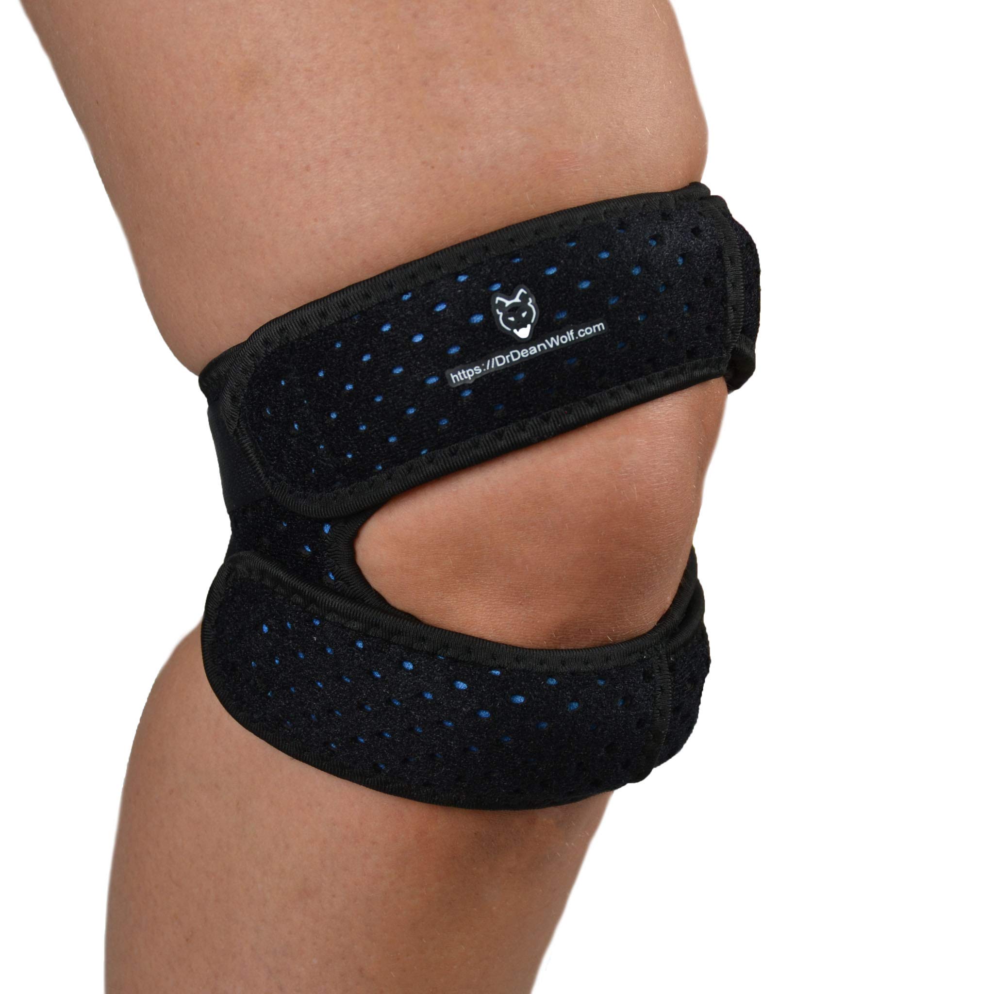 Dr. Wolf Dual Knee Strap For Patellar Tendon Support â Pain Relief Band For Jumperâs Knee, Basketball, Running, Tendonitis, Patellofemoral, Chondromalacia Patellae - Adjustable Neoprene Brace