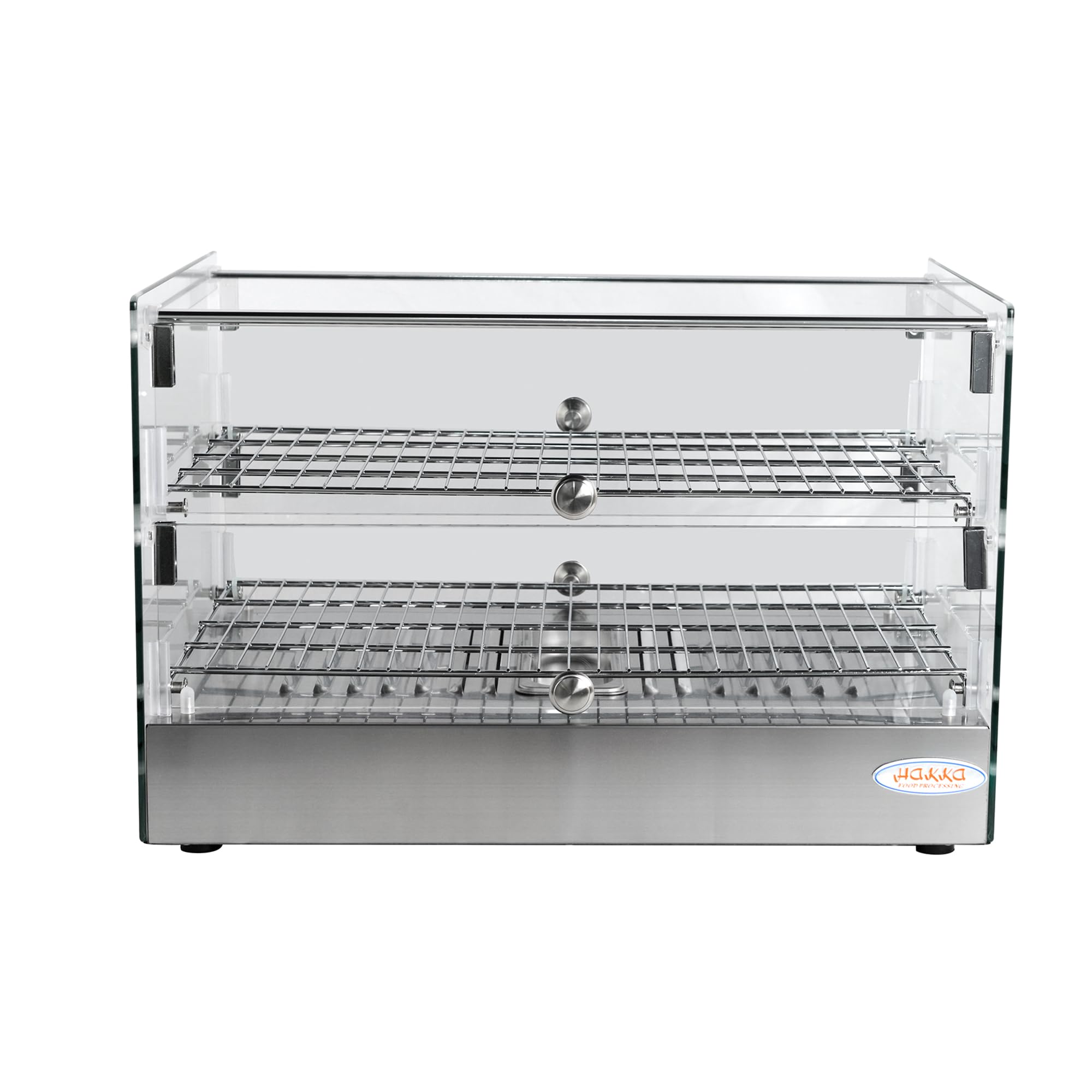 Hakka Commercial Food Warmer, 2-Tier Electric Showcase Pizza Warmer Countertop 50L Adjustable Tempreture Pastry Display Case for Buffet Restaurant Bakeshop Snack Bar