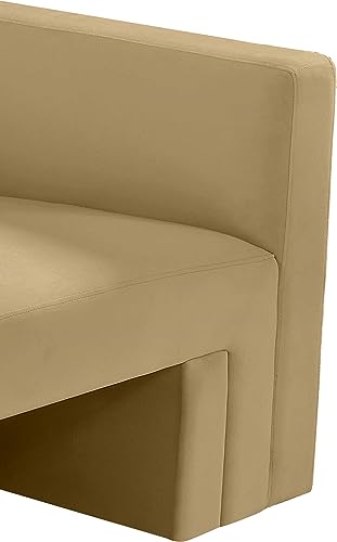 Meridian Furniture 665Camel-S Henson Collection Modern | Contemporary Velvet Upholstered Sofa with Soft Camel Velvet, Solid Wood Frame, 89.5" W x 34.5" D x 28" H, Camel