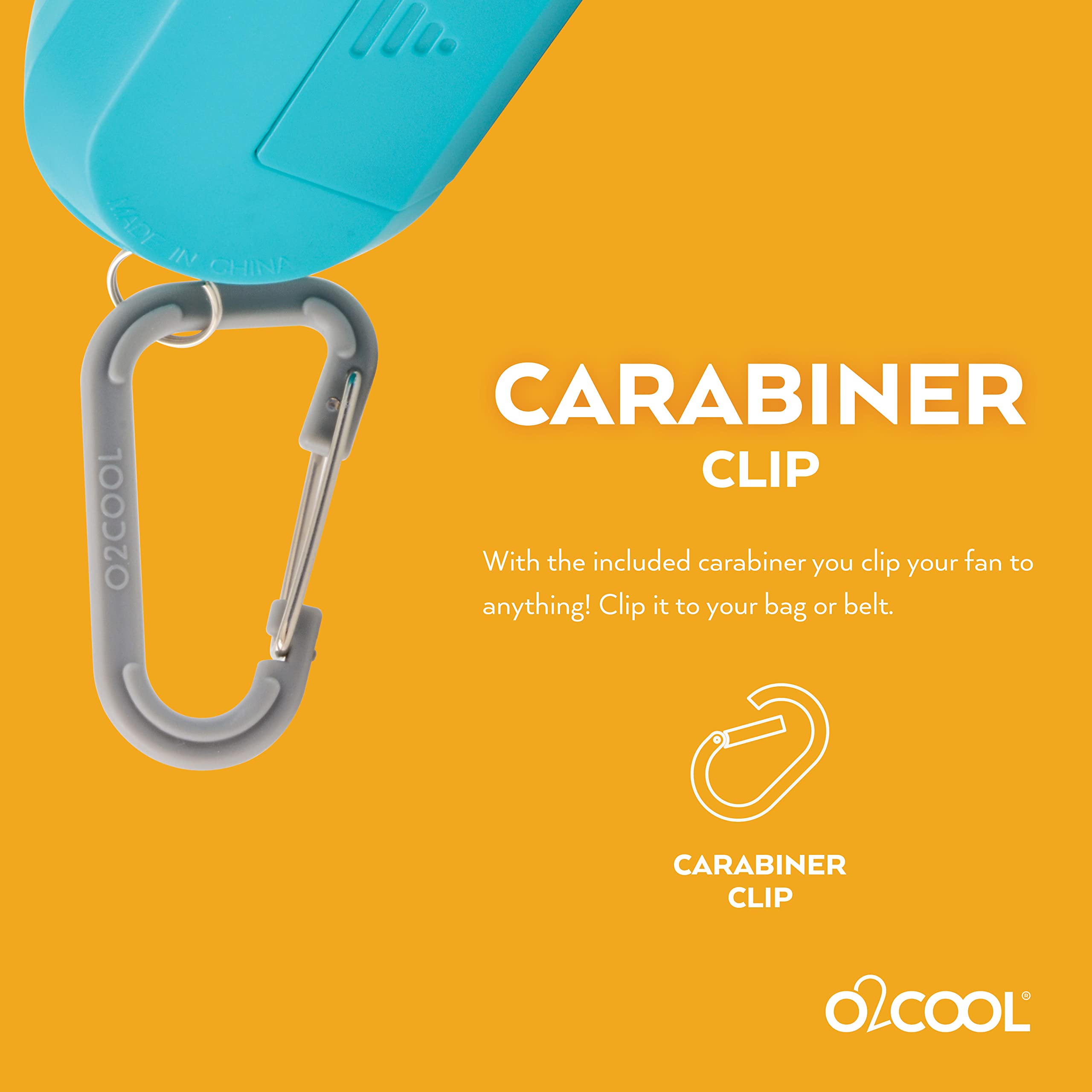 O2COOL Keychain Sport Misting Fan - Pocket Size Battery Powered Portable Fan With Carabiner Clip Small Fan with Mister Handheld Fan Vacation Essentials Hand Fan 2 Pack (Teal)