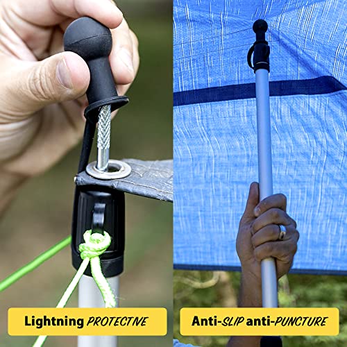 Everbeam Telescopic Tarp Pole for Camping, Hiking, Fishing - Adjustable Aluminium Rods Extend To 92" - Portable & Lightweight, Ideal for Awning, Tent Fly - Includes Guy Lines, Stakes, Carry Bag-2 Pack