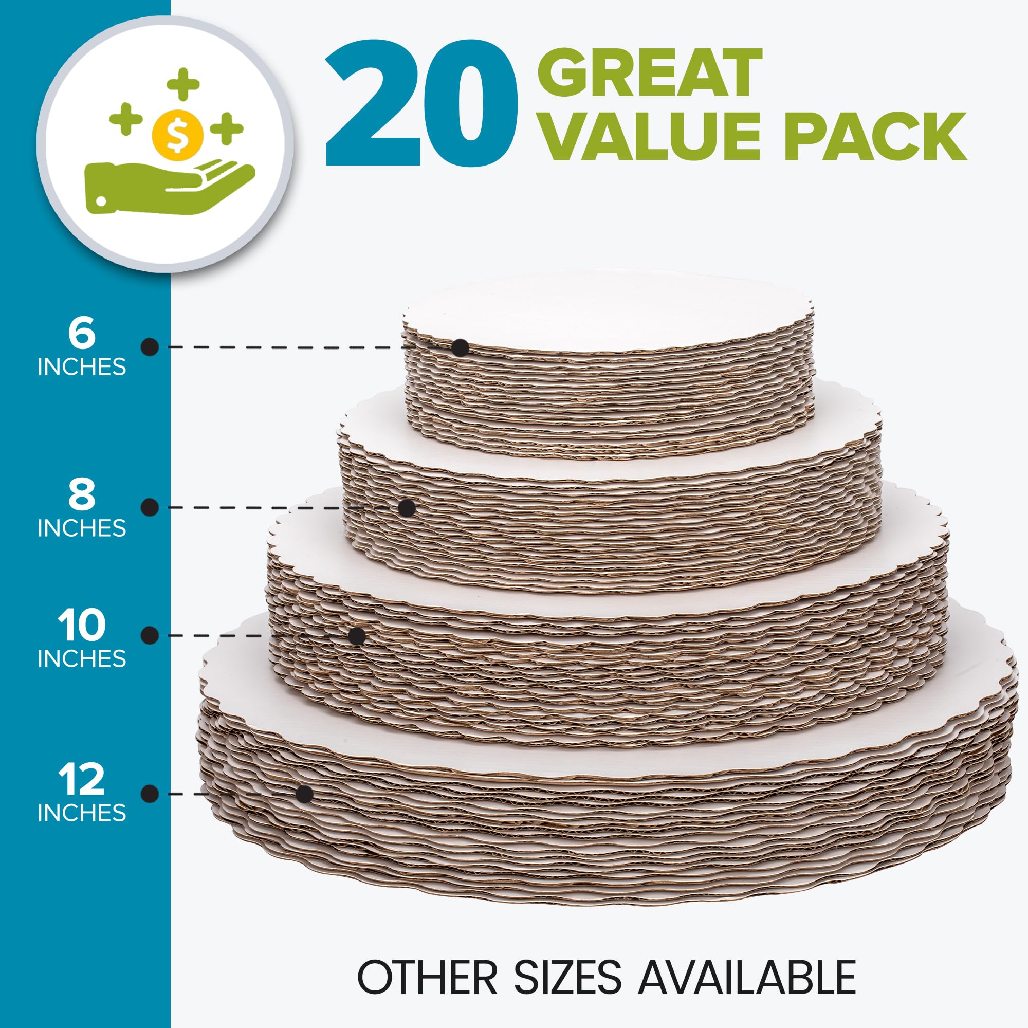 Fit Meal Prep [20 Pack] 8 Inch Cake White Cardboard Disposable Cake Bottoms Pizza Circles Round Base Stand for Desserts and Pastries Grease Proof and Moisture Resistant, Christmas, Birthday, Wedding