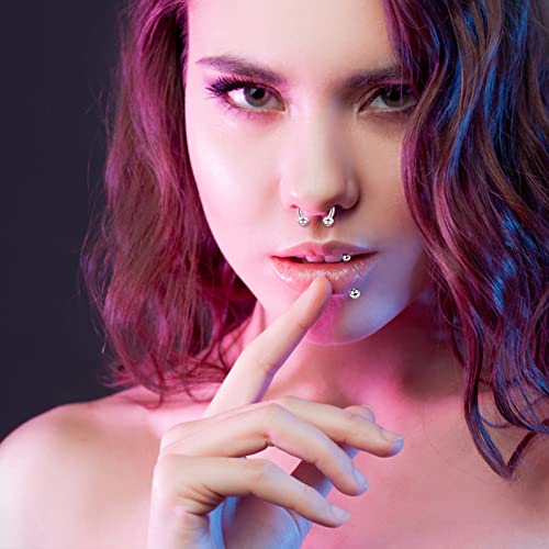 LOYAL BOOK 104pcs Piercing Kit 14G16G Belly Button Piercing Kit Septum Piercing Kit Belly Piercing Kit Piercing Kits for all piercings (Stainless steel color)