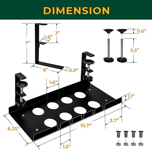 Metal Cable Management Tray Under Desk with Clamp Retractable Cord Organizer for Desk No Drill Cable Tray Basket for Wire Management Sturdy Metal Cable Management Under Desk with Clamp for Home Office