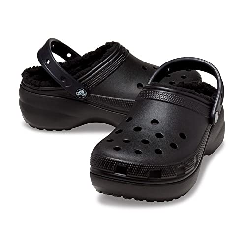 Crocs Women's Classic Platform Lined Clogs, Black, numeric_8