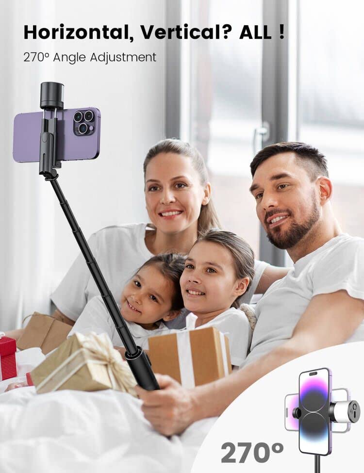 Selfie Stick with Curved Fill Light, Portable & Stable Phone Tripod Stand with Wireless Remote for iPhone/Samsung/Google/One Plus/Sony etc.