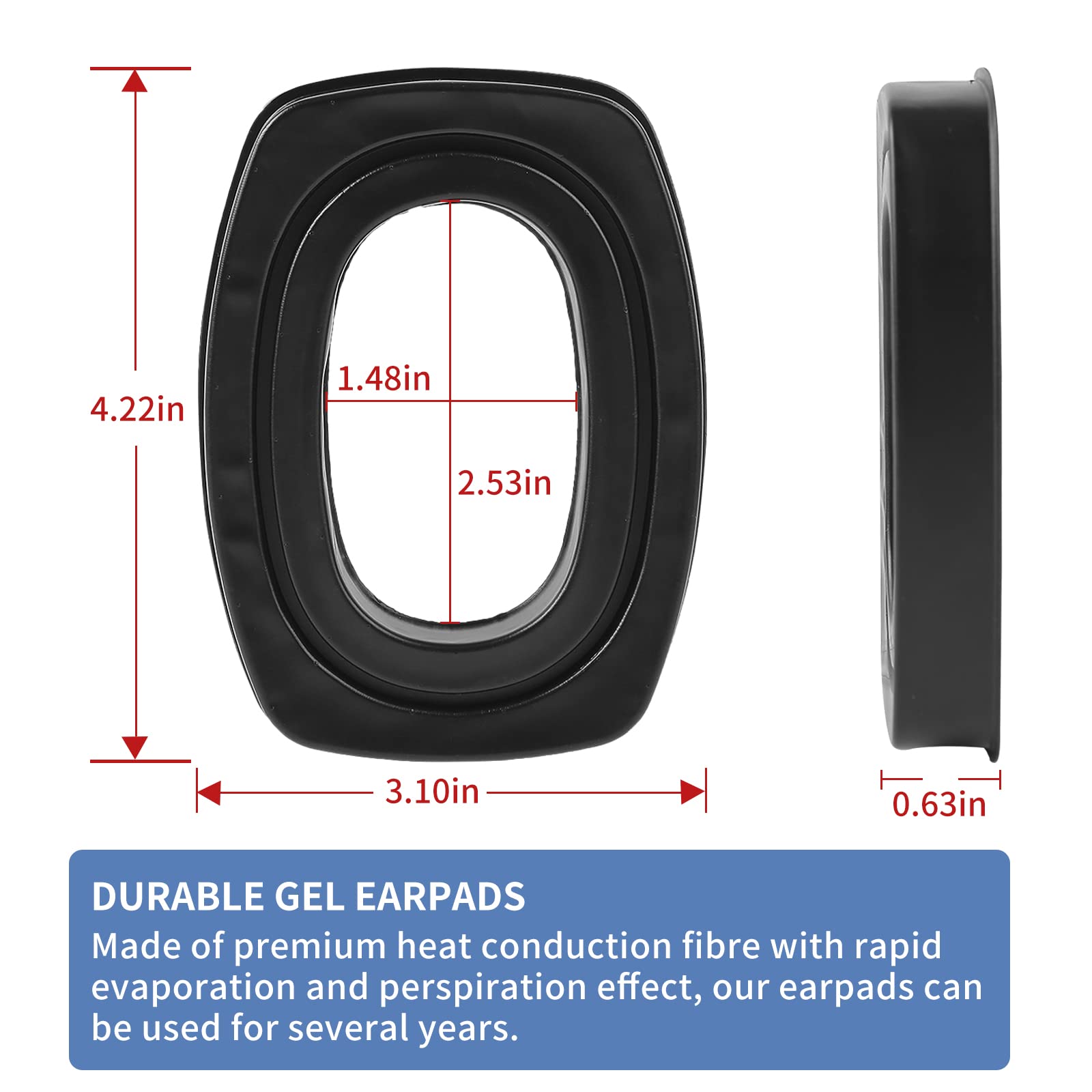Gel Ear Seals for Howard Leight by Honeywell Earmuffs Impact Sport, Impact Pro, Sync, Leightning, Ear Cushions Earpads for Awesafe Earmuffs, ZOHAN EM054 Earmuffs, PROHEAR 030, 036, 016 Earmuffs