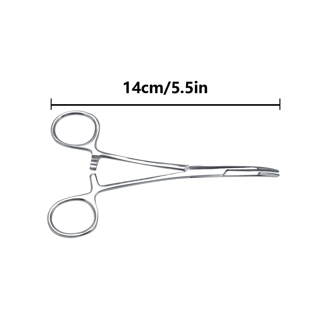 Lwuey Hemostat Forceps, Stainless Steel Pet Dog Grooming Ear Cleaning Clamp Pets Cat Ears Hairs Tweezers with Curved Tip Antislip Locking Forceps Remover Tools Supplies Trimmer Accessories(Large)