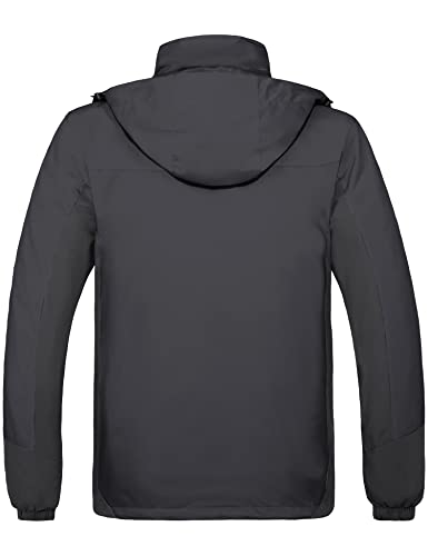 Wantdo Men's Snowboard Waterproof Rain Jacket Cold Weather Snow Gear Gray M