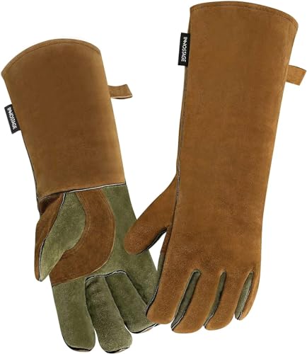 INNO STAGE Welder Gloves Heat Resistant 16 Inches Cowhide 662 ℉ Leather Forge Mig Welding Gloves for BBQ Mitts Fireplace Wood Stove Fire Pit Oven Grill Men Accessories