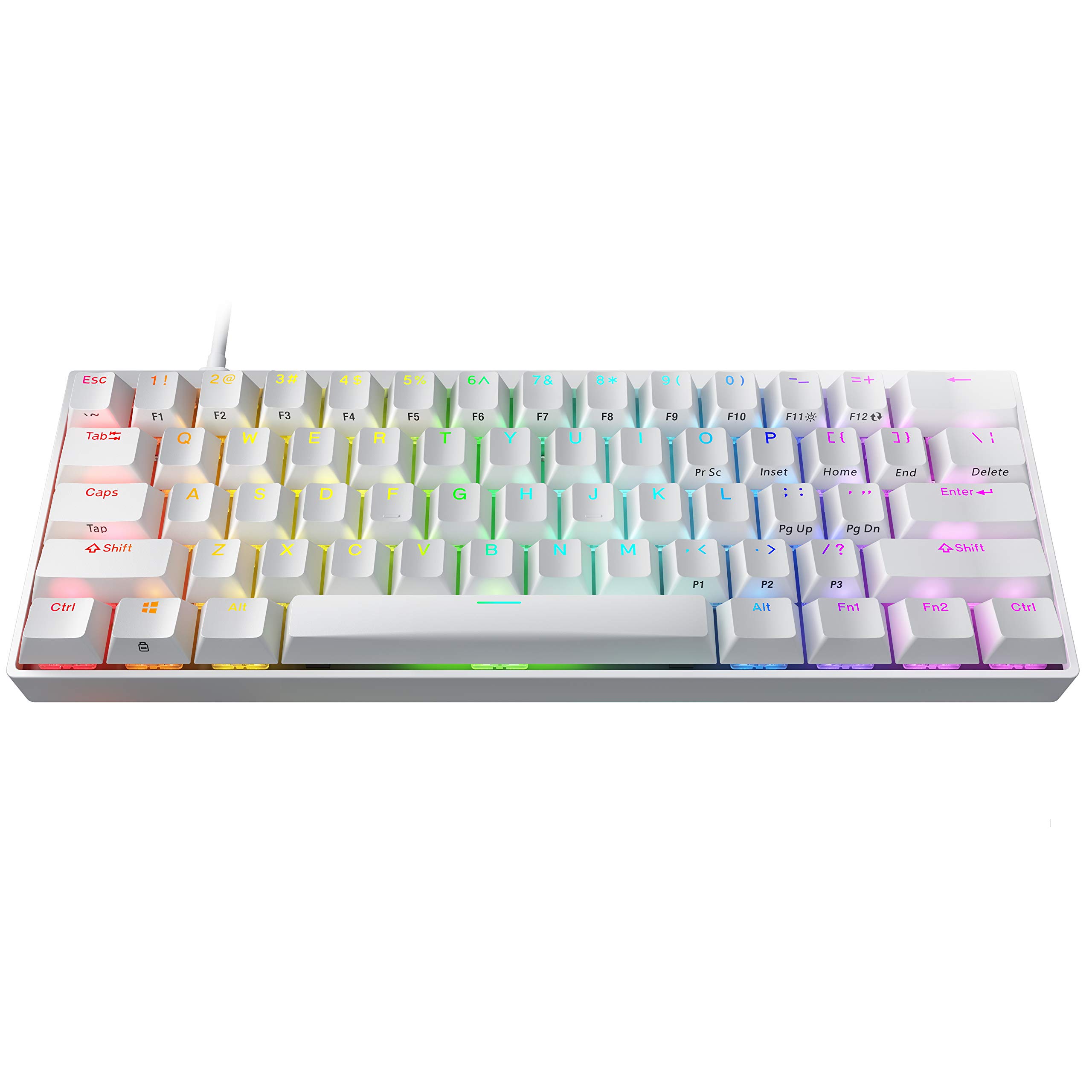 DURGOD HK Venus RGB Mechanical Gaming Keyboard | 60% Layout | USB C Wired | Doubleshot PBT Keycaps | Cherry Profile | NKRO Rollover | Windows & Mac | Aluminium Chassis| Gateron Blue, White