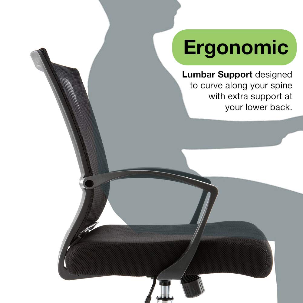 Modern Home Zuna Mid-Back Office Chair - White/Gray, 10.6D x 22.8W x 23.2H Inch