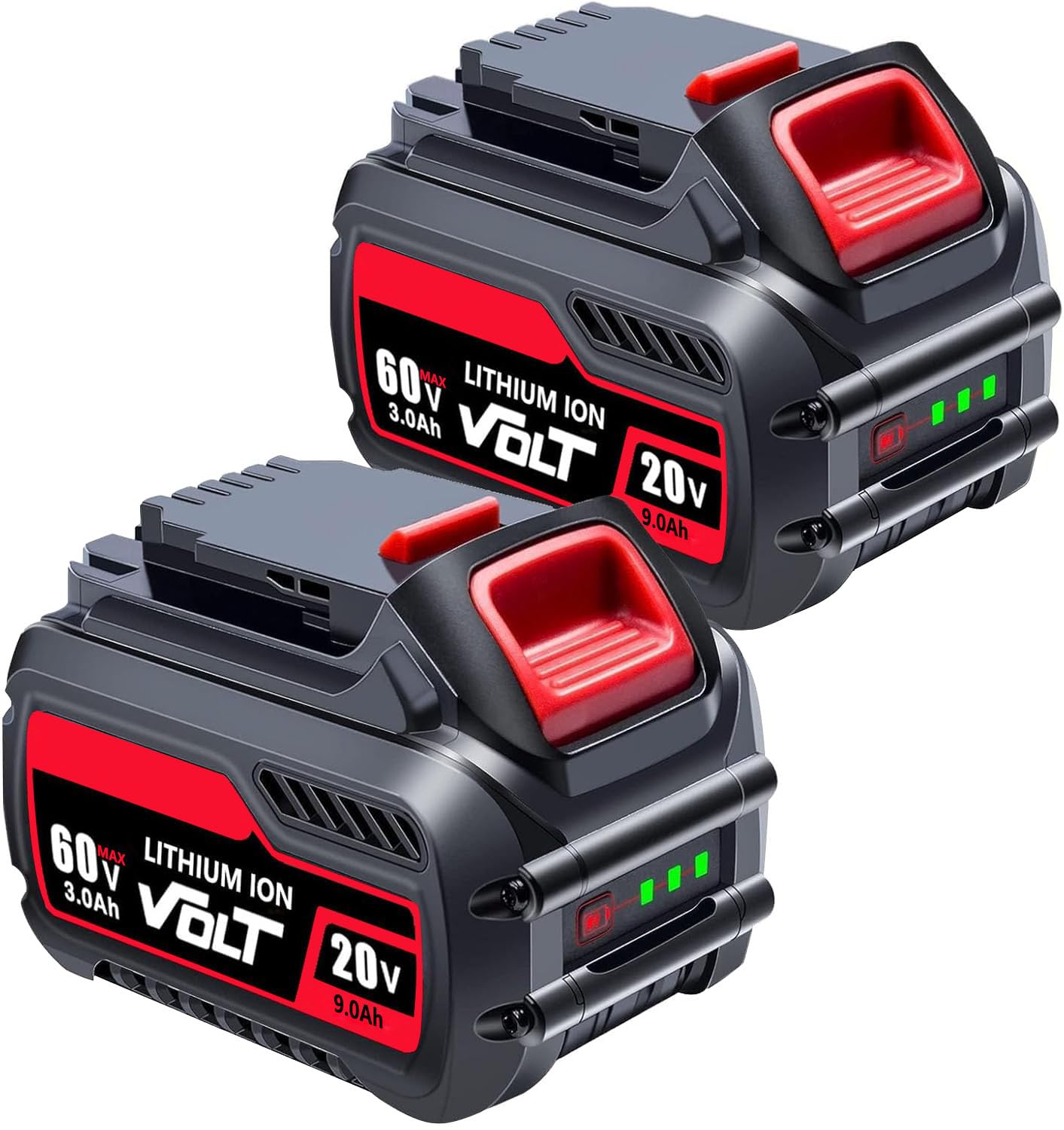 HAPPLYS 2Pack 9.0Ah Replace for Dewalt 20V/60V Battery Compatible with DCB609 DCB606 DCB612 DCB206 DCB205 DCB204 DCB203 DCB201 Lithium ion Battery