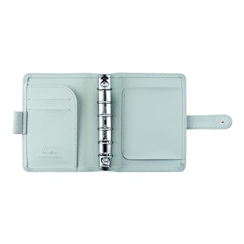 Filofax Saffiano Organizer, Pocket Size, Granite - Cross-Grain, Leather-Look, Six Rings, Week-to-View Calendar Diary, Multilingual, 2022 (C028812-22)