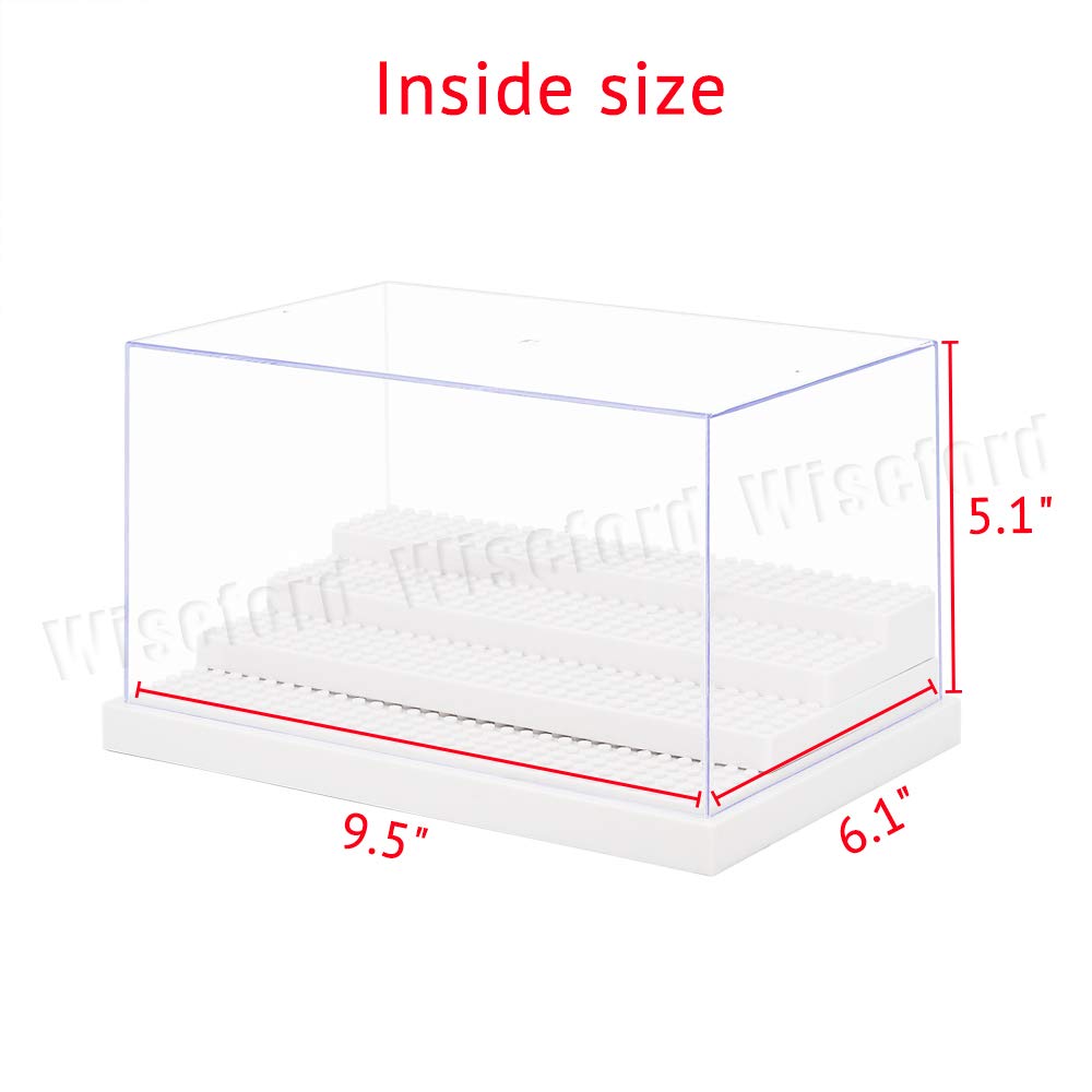 Tingacraft Acrylic Display Case (9.5 x 6.1 x 5.1 inch) Clear Box for Minifigures, White