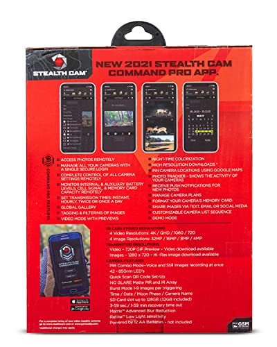 Stealth Cam DS4K Transmit Cellular AT&T OR VERIZON 32MP Photo & 4K at 30 FPS Day & Night Video 0.2 Sec Trigger Speed Hunting Game Camera - Supports SD Cards Up to 128GB