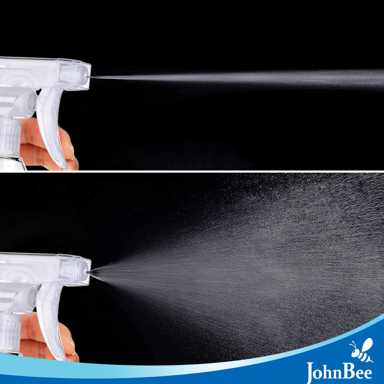 JohnBee Spray Bottles - 16.9oz/2Pack - Premium Adjustable Spray Bottles for Cleaning - No Leak And Clog Mister Spray Bottle - Spray Bottle For Hair, Plants, Pet, Vinegar, And Rubbing Alcohol Reagent