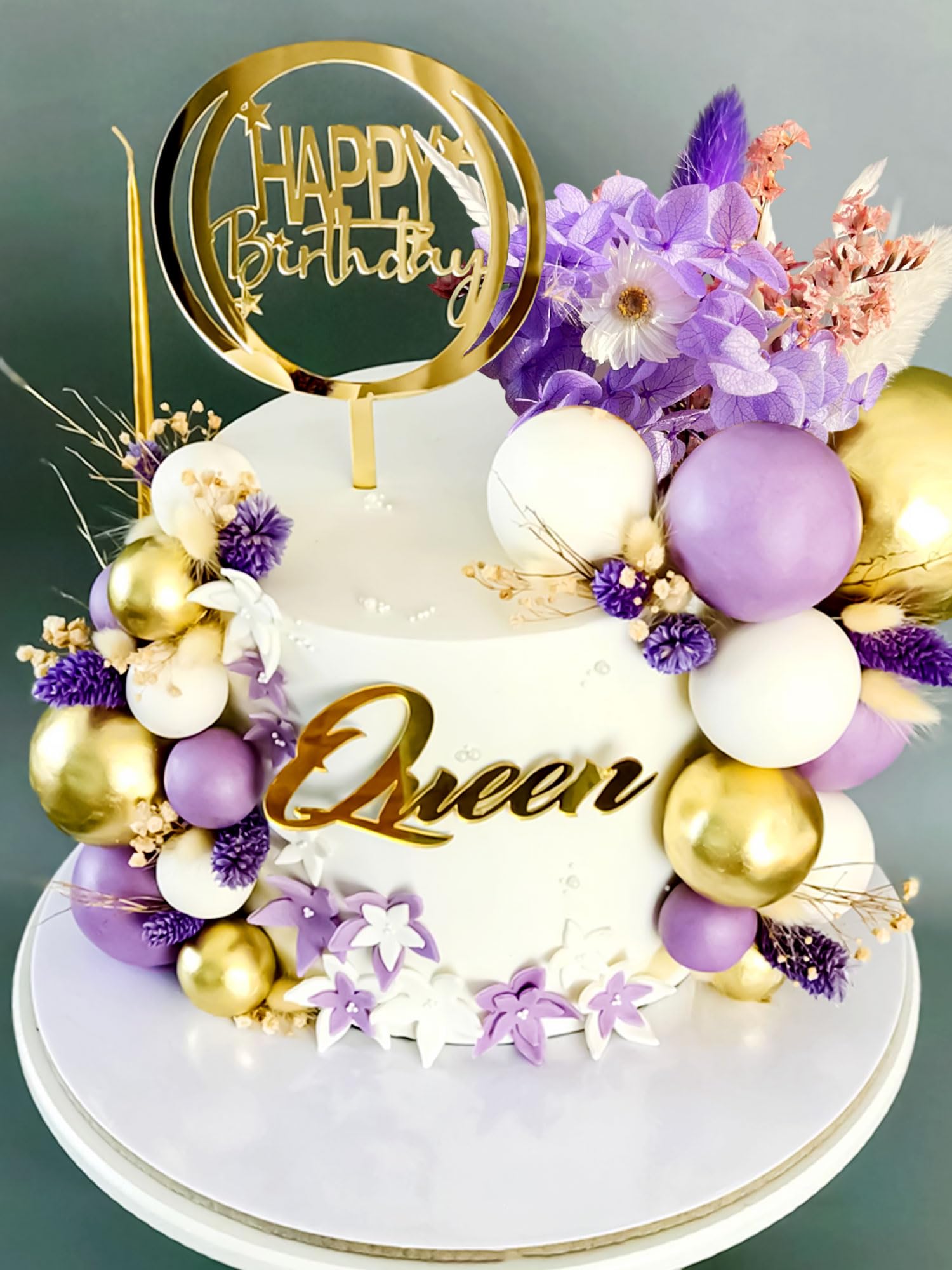 JeVenis Purple Cake Topper Boho Cake Decorations Cake Flowers Decorations Floral Cake Topper for Baby Shower Wedding Bridal Birthday Party Supplies