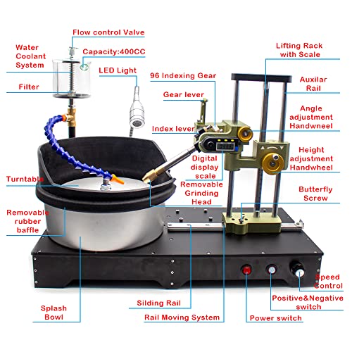 Gem Faceting Machine Gemstone Angle Polisher Craftsman Jewel Flat Grinder with Precision Adjustable Manipulator AC100-240V (New Digital Display)