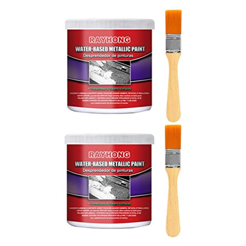 Luckynu Rust Remover, 2Pcs Rust Converter Water Based Metallic Paint, 200g Rust Inhibitor for Metal with Brush, Rust Stopper for Stopping Rust and Preventing from Spreading