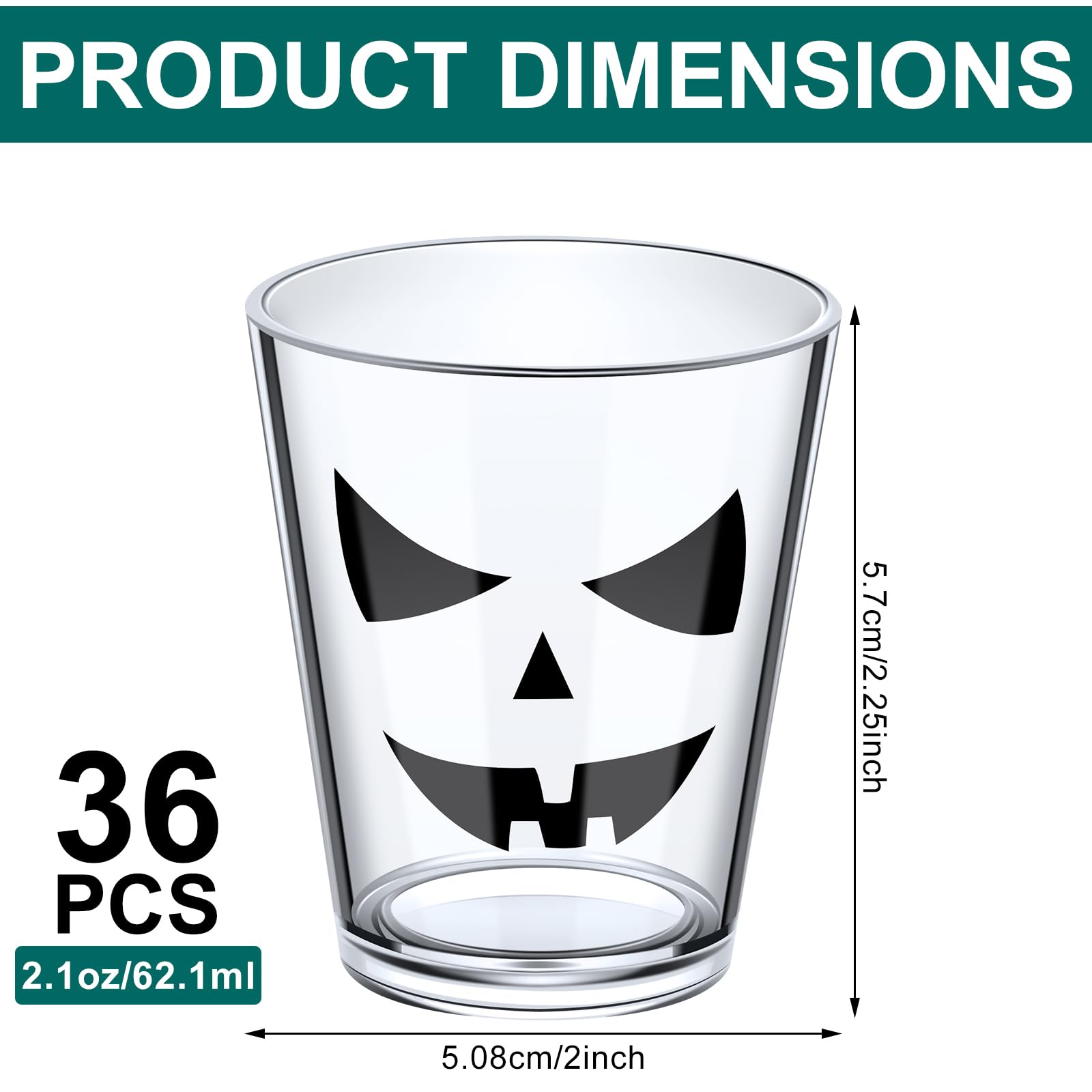 Lallisa 36 Pcs Plastic Halloween Whiskey Shot Glasses 2.1 oz Pumpkin Halloween Clear Reusable Plastic Cups Cocktail Glasses for Party Drinking Decoration Gift