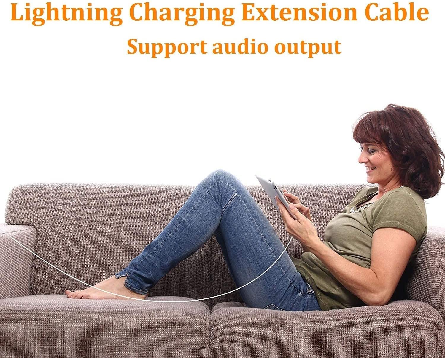 iPhone Charger Extension Cable,[Apple MFi Certified] 90 Degree Lightning Charging Male to Female Extender Dock Cable Adapter for iPhone 14 Pro Max/13/12/11/XS/XR/X/8/7/6 Pass Data Audio