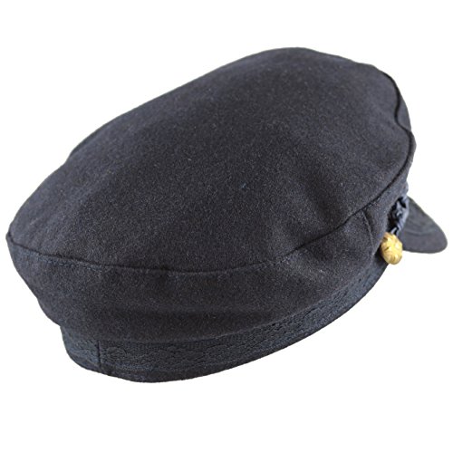 The Hat Depot 1400CD1970 Winter Unisex 100% Wool Greek Fisherman's Hat (L/XL, Navy)