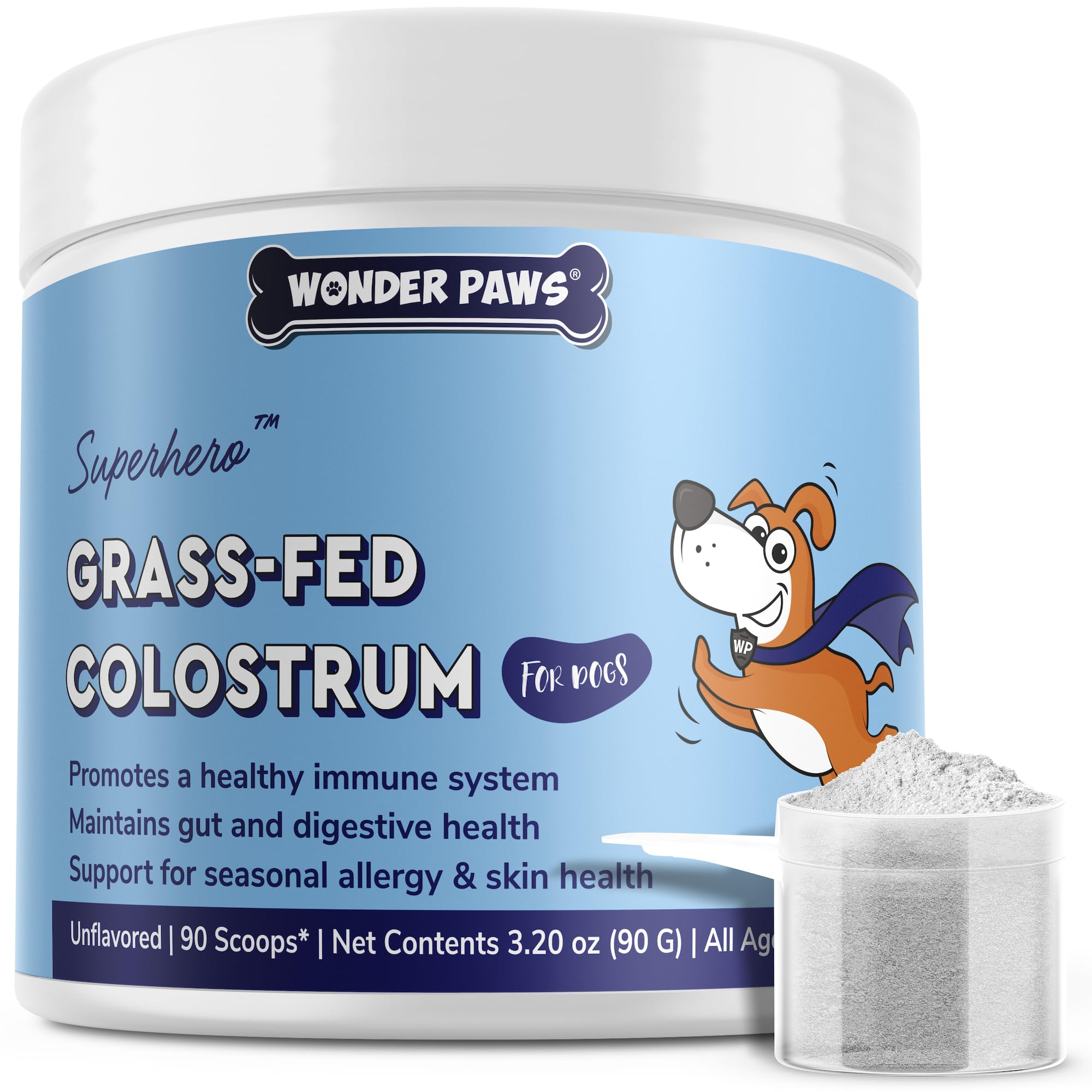 Grass-Fed Colostrum Powder Plus Mushroom Complex Powder - for Dog’s Immune Health, Skin and Allergy Relief and Vitality – Colostrum 90 Scoops - Mushroom Complex 90 Scoops