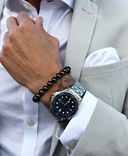 TIGERSTAR Natural Lava Rock Beads Bracelet,Stretch Elastic Bracelets,Adjustable Braided Rope Gemstone Bracelets for Men Women