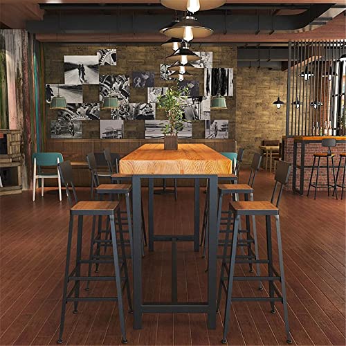 NIUYAO Bar Table Modern Simplicity Style in Solid Wood Fixed Top Table with Metal Legs for Bistro Cafe Home -Dark Wood β71" L x 23.5" W x 41.5" H