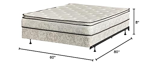 Mattress Comfort Comfort 10-Inch Medium Pillowtop Innerspring Mattress and 8" Wood Traditional Box Spring/Foundation Set with Frame, Queen, Beige